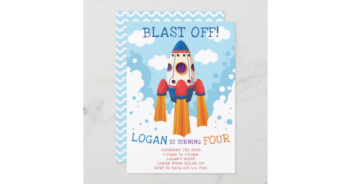 Rocket Birthday Invitation | Zazzle