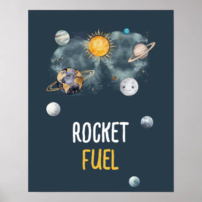 Rocket Fuel Galaxy Outer Space Birthday Baby Boy Poster | Zazzle