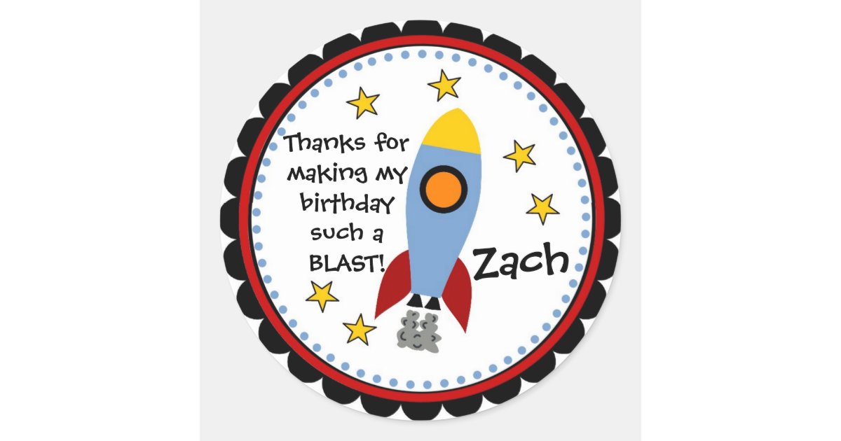 Rocket Ship Blast Off Stickers | Zazzle