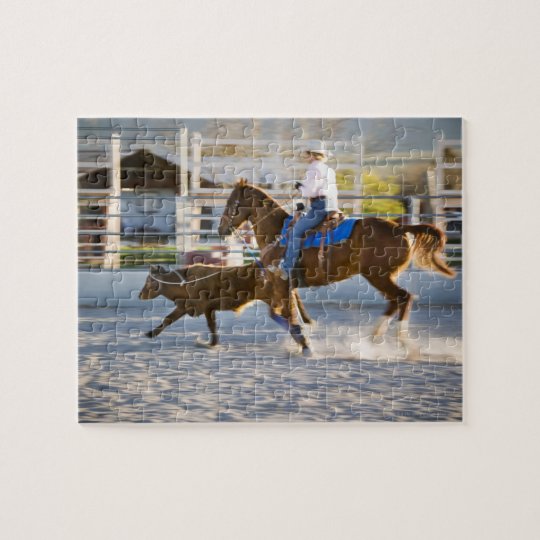 Rodeo cowboy calf roping jigsaw puzzle | Zazzle.co.uk