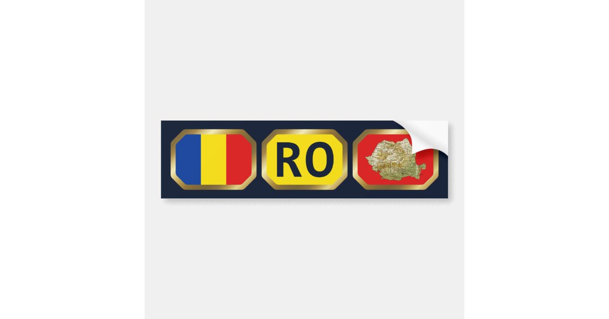Romania Flag Map Code Bumper Sticker | Zazzle
