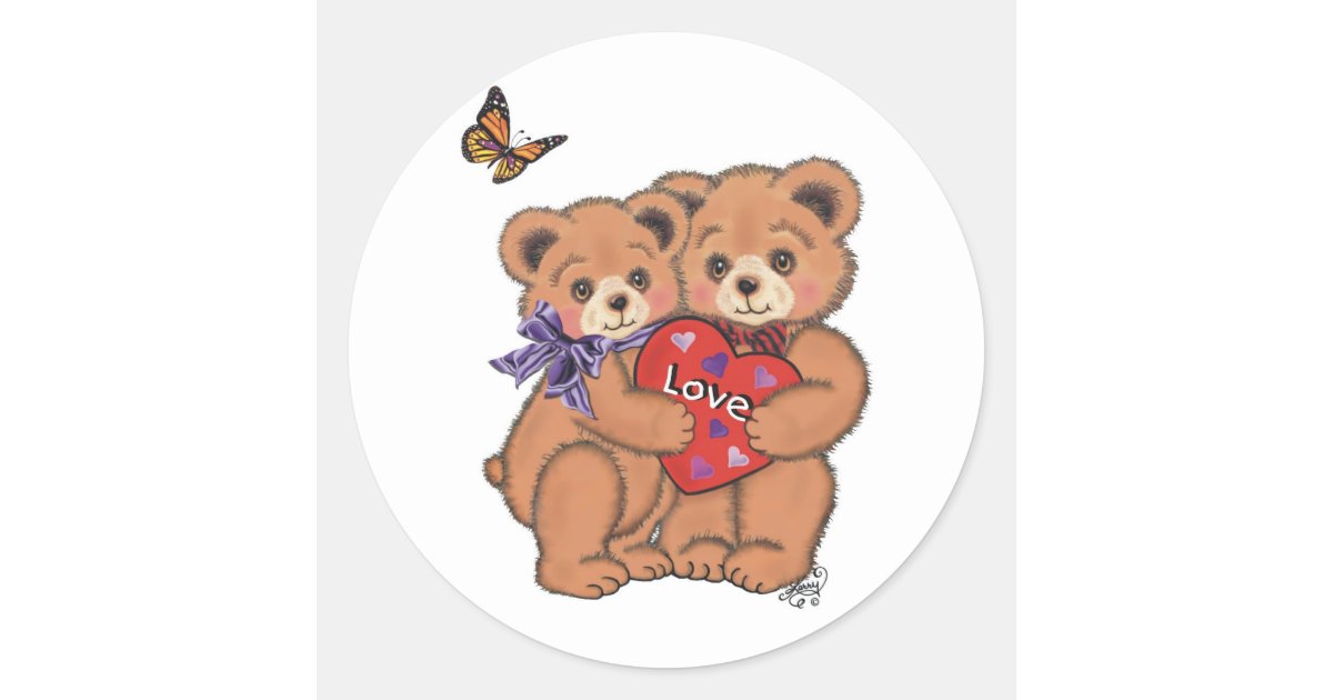Romantic Bears Classic Round Sticker | Zazzle