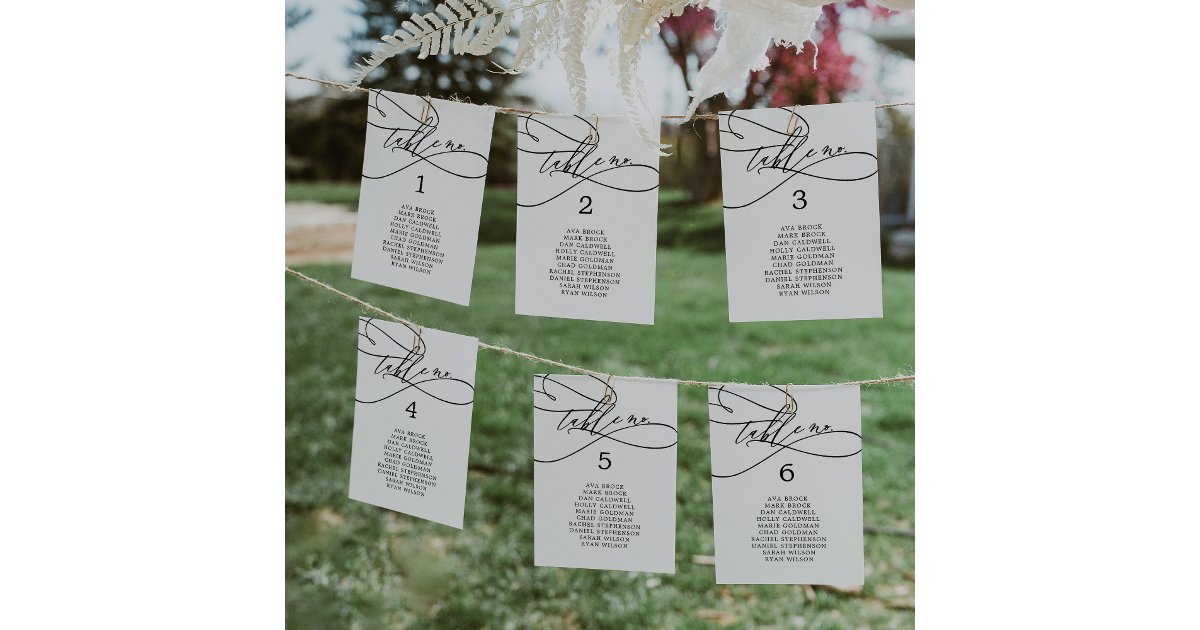 Romantic Calligraphy Hanging Seating Chart Card | Zazzle