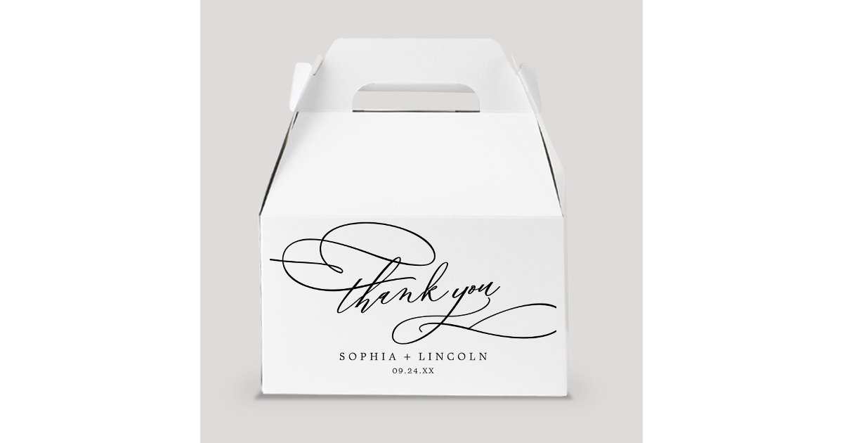 Romantic Calligraphy Thank You Wedding Favour Box | Zazzle