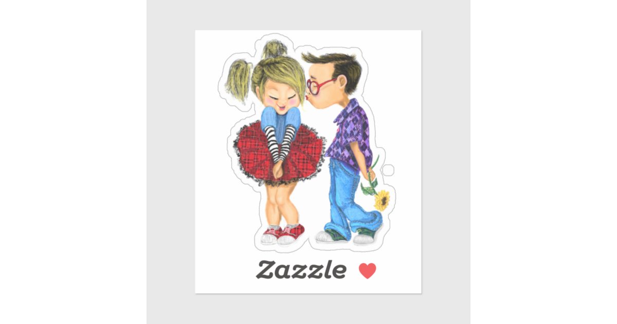 Romantic Couple Love Sticker - Kiss | Zazzle