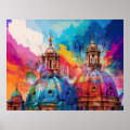 Rome Cathedral Domes - Colourful Abstract Art Prin Poster | Zazzle