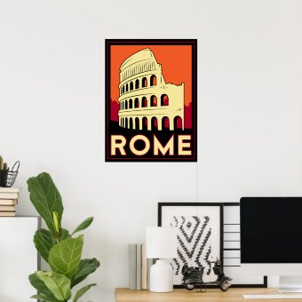 rome italy coliseum europe vintage retro travel poster | Zazzle