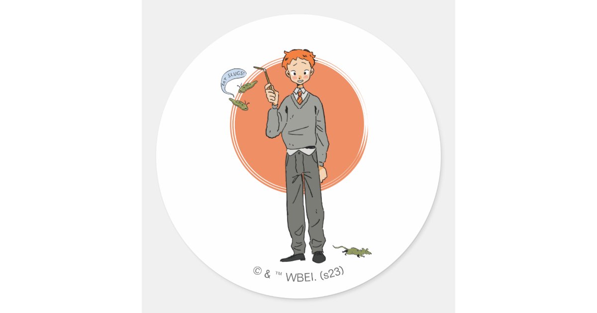 Ron Weasley Illustration "Eat Slugs" Classic Round Sticker | Zazzle