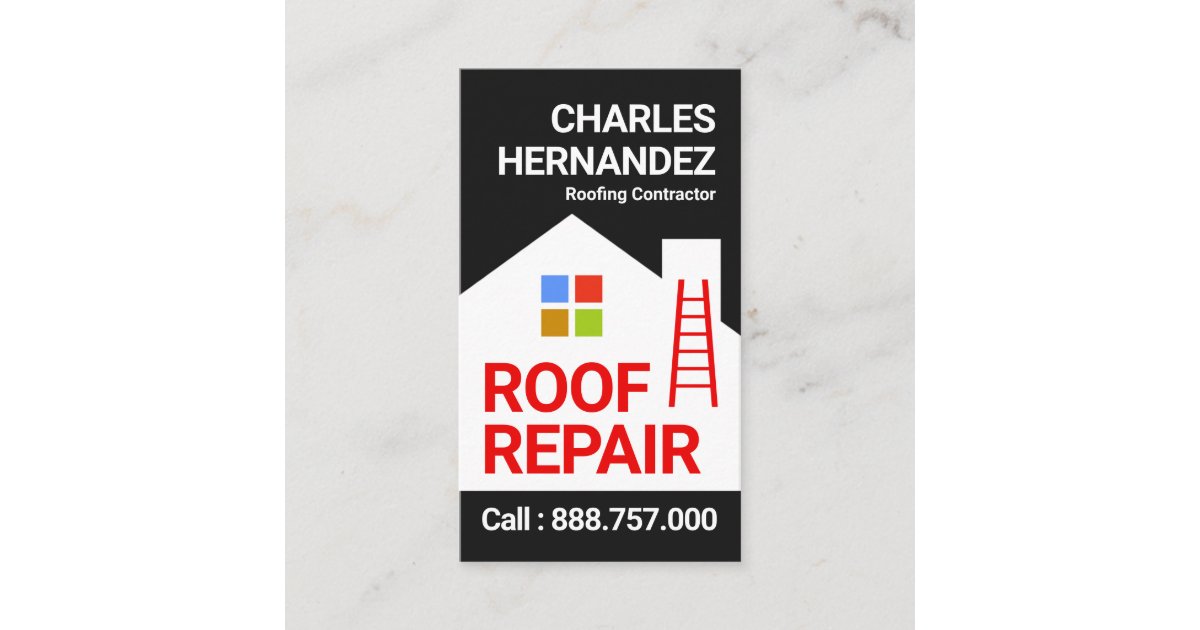 Roof Building Silhouette Roofer Business Card | Zazzle