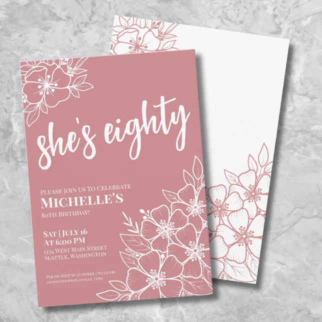 Rose Gold 80th Birthday Party Invitation | Zazzle