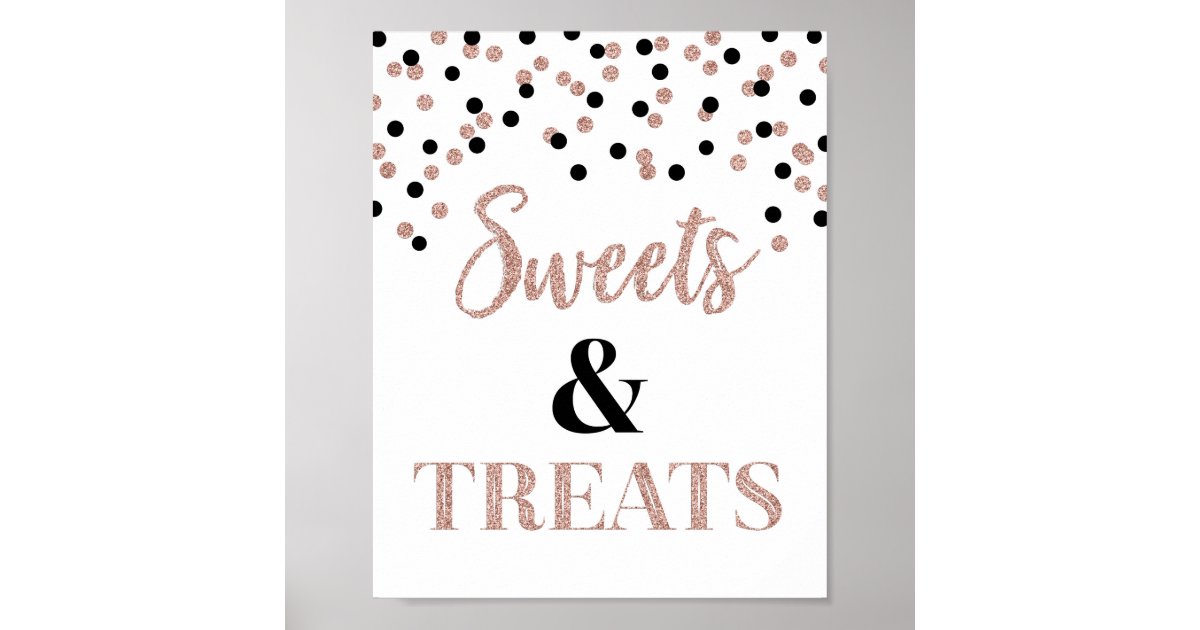 Rose Gold Black Sweets & Treats Dessert Table Poster | Zazzle