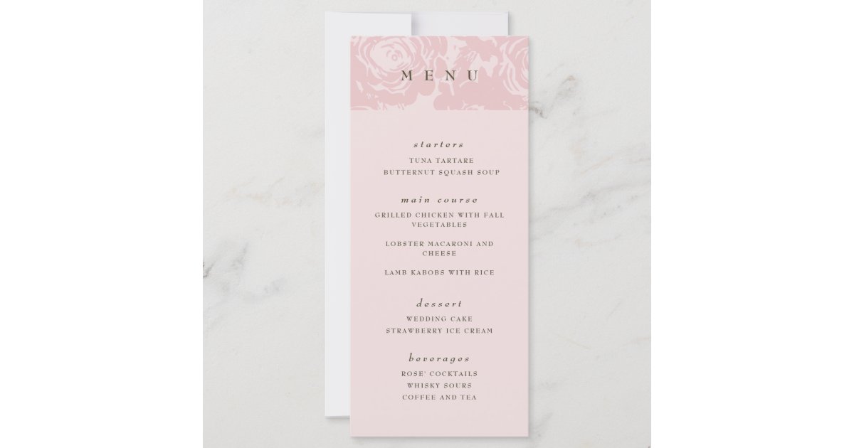 Rose Gold Bloom Wedding Menu | Zazzle
