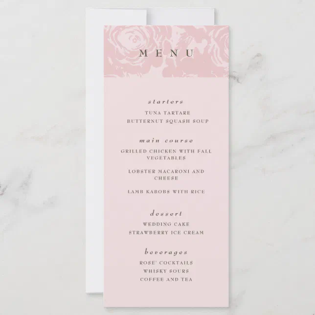 Rose Gold Bloom Wedding Menu | Zazzle