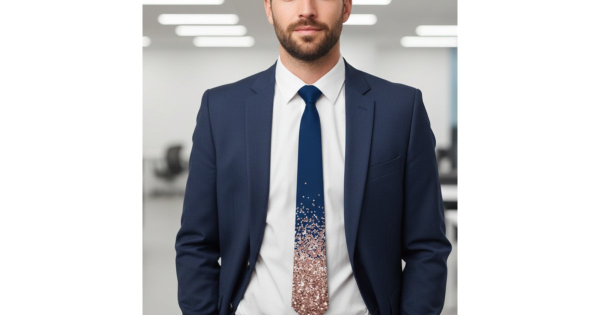 Rose Gold Fading Waterfall Ombre Glitter look Neck Tie | Zazzle