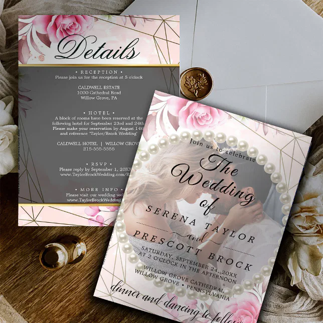 Rosy Elegant Vellum Overlay Wedding Invitation | Zazzle