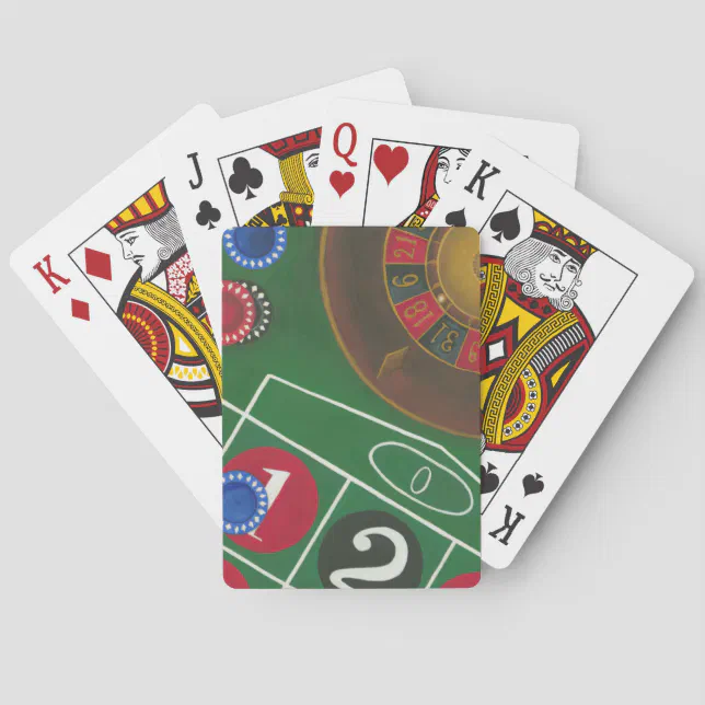 Roulette Table with Chips and Wheel Playing Cards | Zazzle