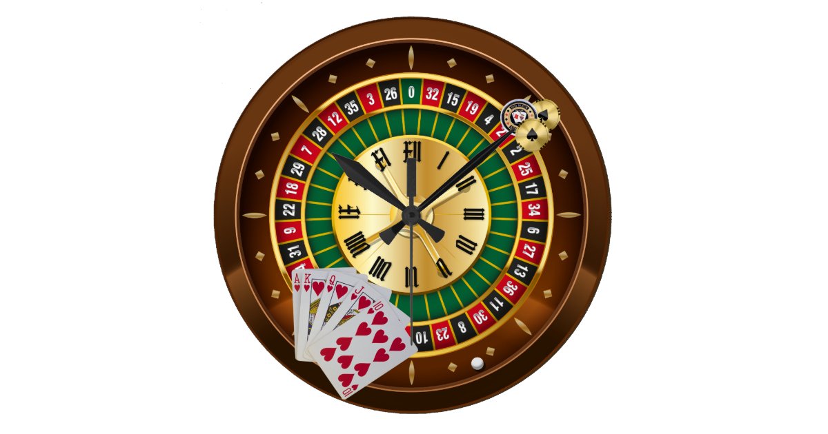 roulette wheel and cards wall clock | Zazzle.co.uk