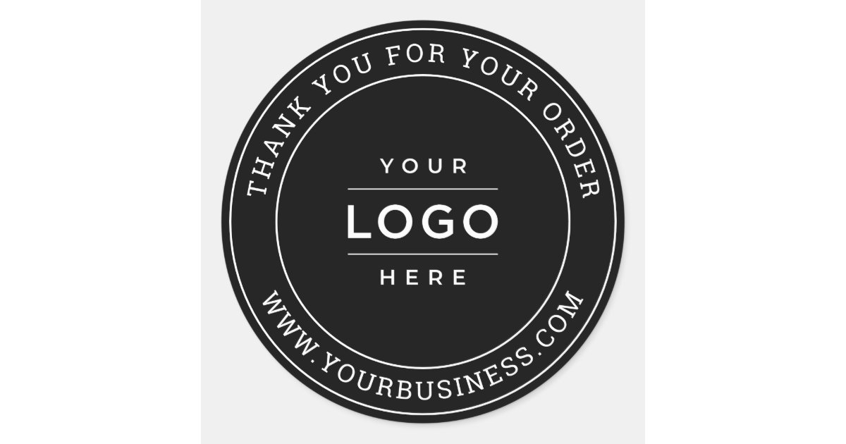 Round Black Custom Business Logo Branded Classic Round Sticker | Zazzle