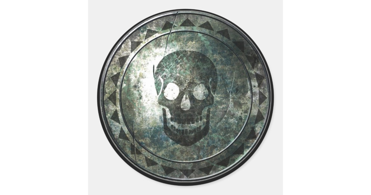 Round Shield - Skull Emblem Classic Round Sticker | Zazzle