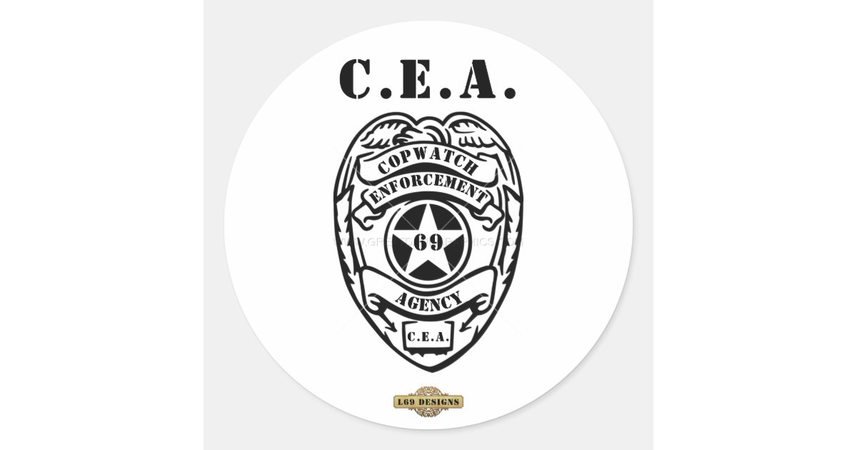 round sticker "COPWATCH ENFORCEMENT AGENCY" | Zazzle