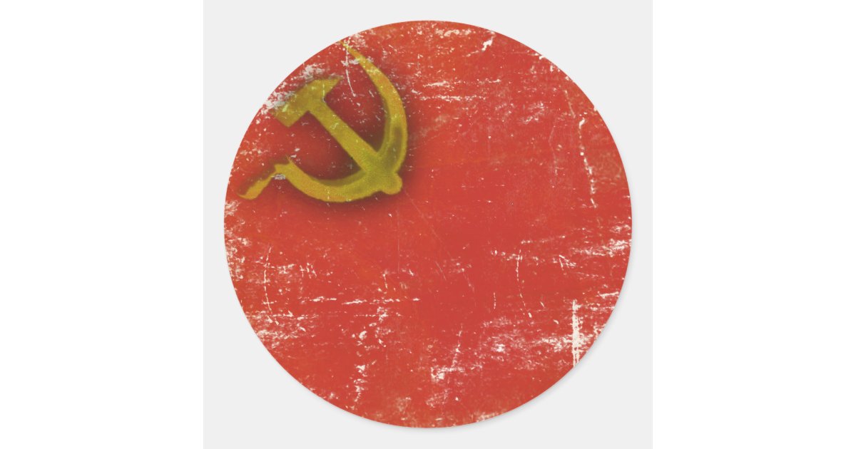 Round Sticker with Dirty Old Soviet Union Flag | Zazzle