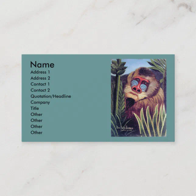 Rousseau's "Mandrill in the Jungle" (circa 1909) Business Card | Zazzle