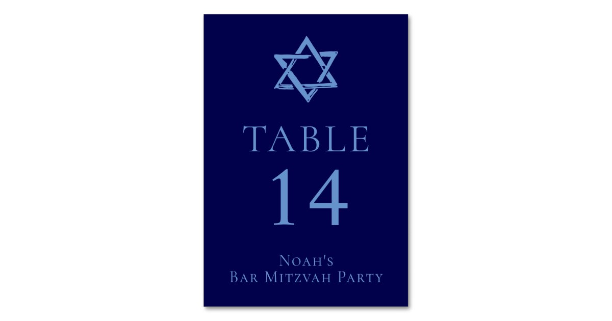 Royal Blue Bar Mitzvah Party Star of David Table Number | Zazzle
