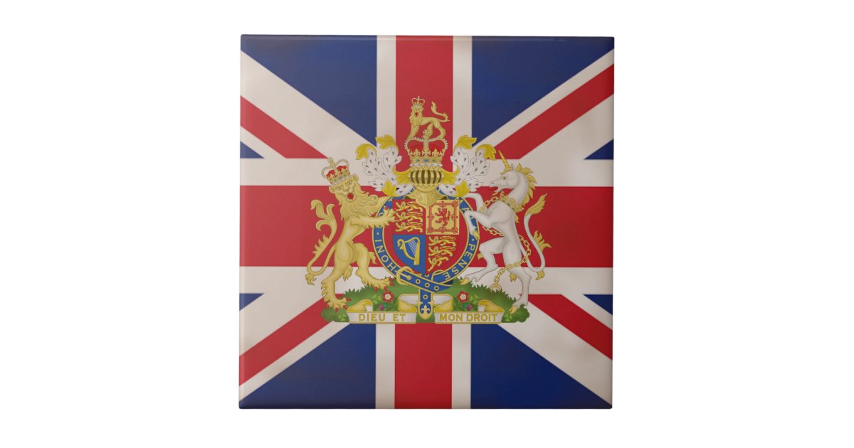 Royal Crest on Union Jack. Tile | Zazzle