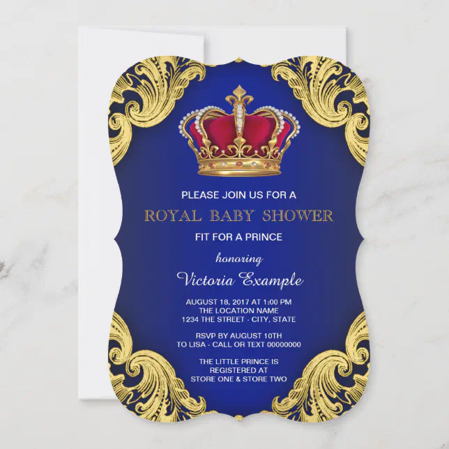 Royal Fancy Prince Baby Shower Invitation | Zazzle