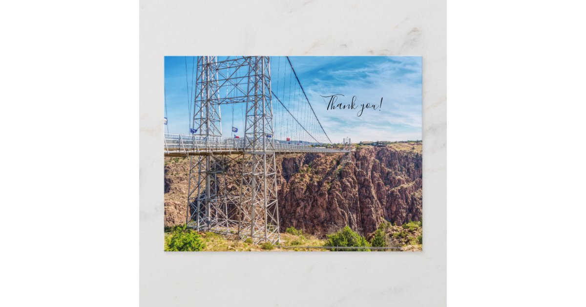 Royal Gorge Bridge Side View Thank You Postcard | Zazzle