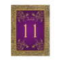 Royal Purple, Gold Floral Table Number Post Card | Zazzle