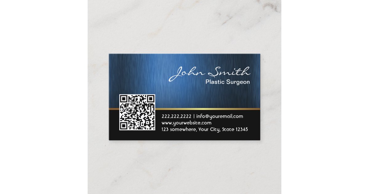 Royal QR code Plastic Surgeon Business Card | Zazzle