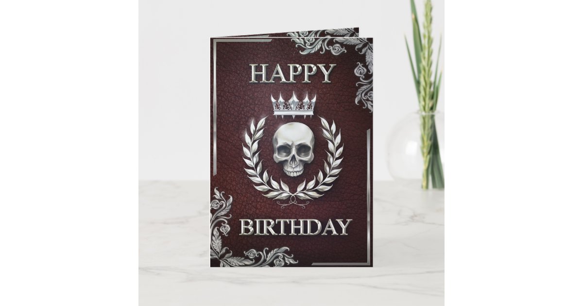Royal Red & Silver King of the Dead Birthday Card | Zazzle