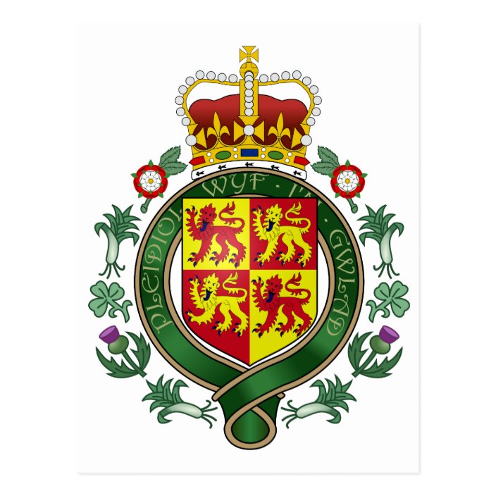 Royal Wales Official Coat Of Arms Heraldry Symbol Postcard | Zazzle.co.uk