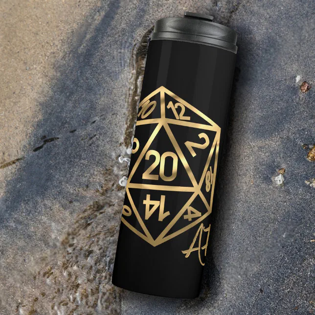 RPG Crit AF | Gold Retro Tabletop Roleplayer Dice Thermal Tumbler | Zazzle