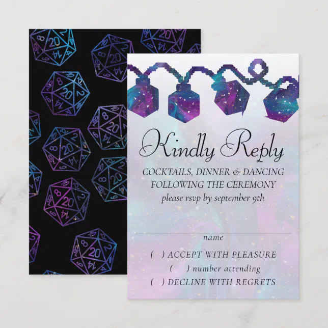 RPG Lights | Nebula Fantasy Tabletop Gamer Dice RSVP Card | Zazzle