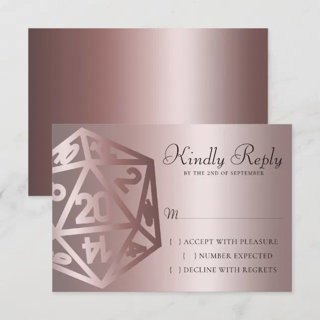 RPG Luxe | Mauve Sheen Fantasy Tabletop Gamer Dice RSVP Card | Zazzle