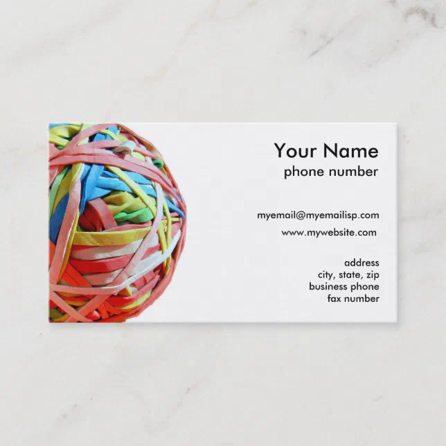 Rubber band ball business card | Zazzle