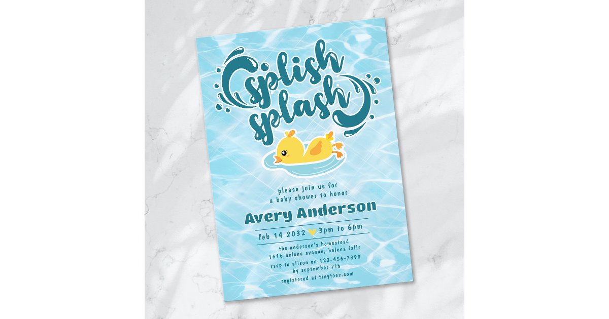 Rubber Ducky Splish Splash Baby Shower Invitation | Zazzle