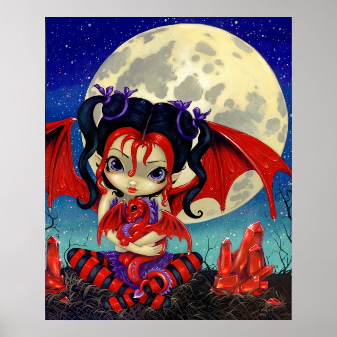 Ruby Moon ART PRINT Ruby Dragonling Dragon Fairy | Zazzle