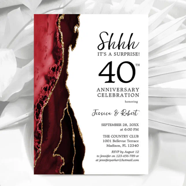 Ruby Red Surprise 40th Anniversary Invitation | Zazzle