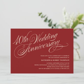 Ruby Wedding Anniversary Invitations | Zazzle