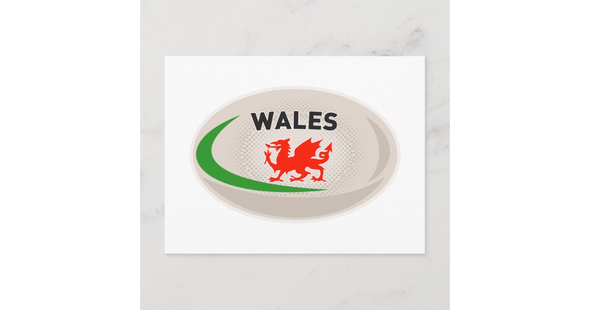 Rugby Ball Wales Welsh dragon Postcard | Zazzle