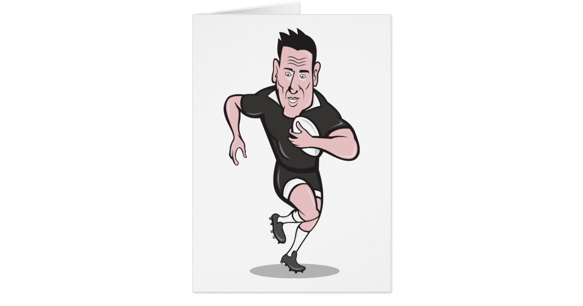 Rugby player running passing ball cartoon | Zazzle