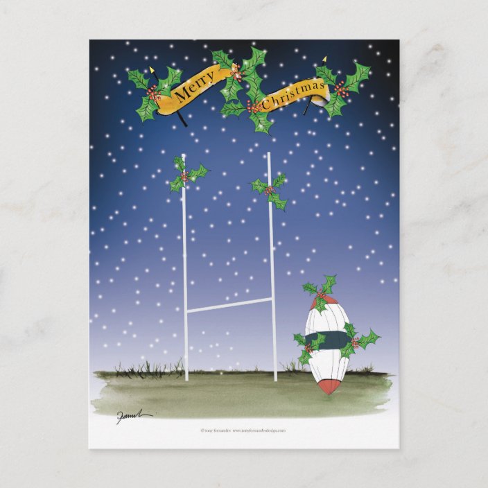 rugby xmas holiday postcard | Zazzle.co.uk