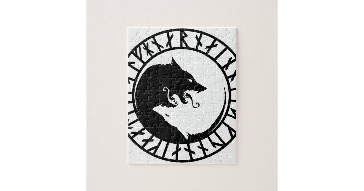 Runic Dire Wolf viking norse nordic runes Jigsaw Puzzle | Zazzle