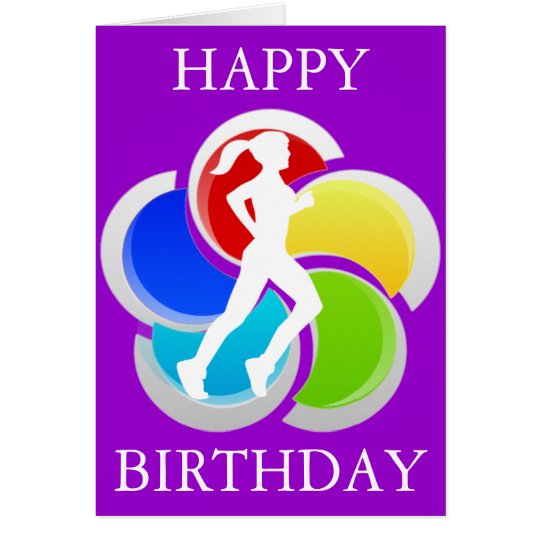Running Girl Happy Birthday Greeting Card | Zazzle.co.uk