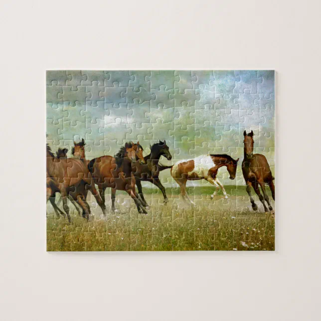 Running Wild Horses - Vintage Creative Art Jigsaw Puzzle | Zazzle