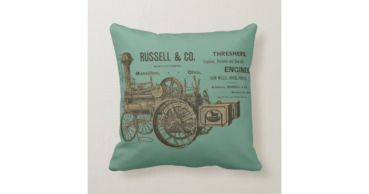 RUSSELL AND COMPANY STEAM TRACTION ENGINE 1889 CUSHION | Zazzle.co.uk