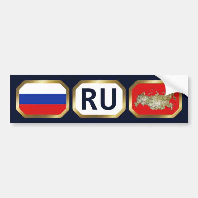 Russia Flag Map Code Bumper Sticker | Zazzle
